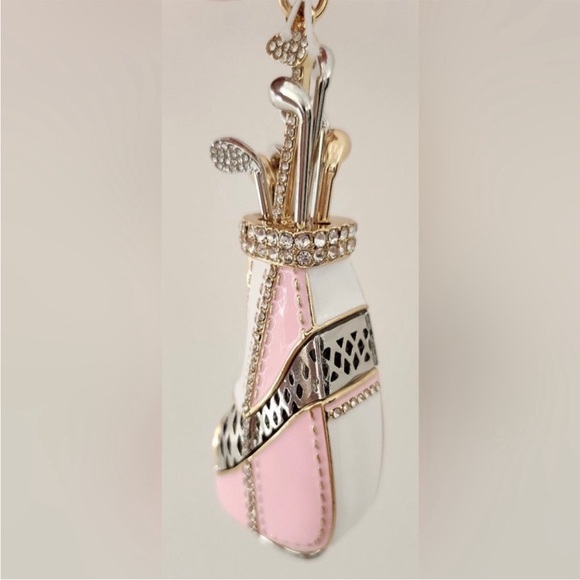 Piper K | Accessories | Nwt Pipers K Pink And White Golf Bag Enamel Key ...